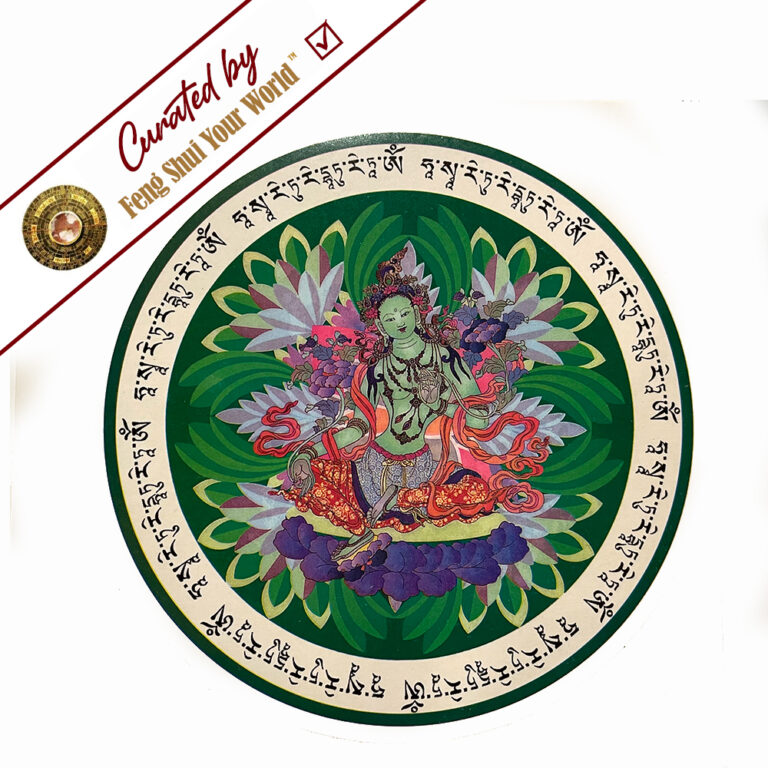Green Tara Window Sticker - Creme Border | Feng Shui Your World